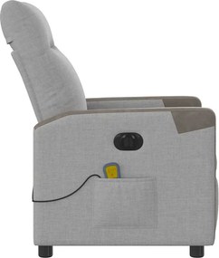 Elektrické masážní polohovací křeslo obláčkově šedé textil 3324084