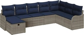 Set pohovek s polštářem s úložištěm Šedá a námořnická polyratan 3359034