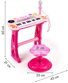 Dětský keyboard s mikrofonem Laura růžový