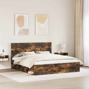 Rám postele Kouřový dub 180 x 200 cm Masivní borové dřevo 3409322