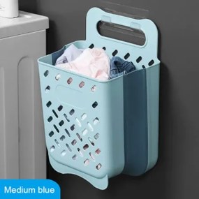 Skládací závěsný košík do koupelny Barva: Světle modrá s tmavě modrou, Velikost: Střední