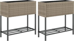 Zahradní truhlíky s policí 2 ks šedé 70 x 28 x 70 cm 3210512