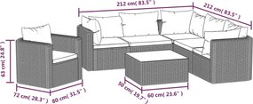 vidaXL 7dílná zahradní sedací souprava s poduškami polyratan černá [46552]