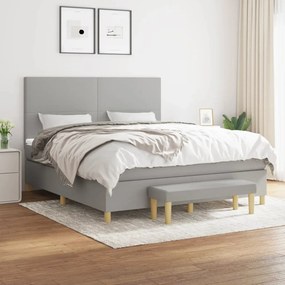 Box spring postel s matrací světle šedá 180 x 200 cm textil 3137013