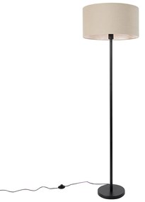 Stojací lampa černá s stínítkem světle hnědým 50 cm - Simplo