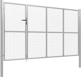 Zahradní plotová brána ocel 350 x 150 cm stříbrná 144343