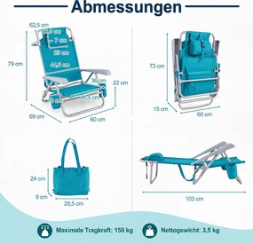 Costway Plážové lehátko2Sada skládacích kempinkových židlí s nastavitelným