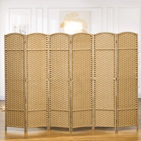 HOMCOM 6 Panelů 240 x 170 cm Bambusový Paravan Skládací Zábrana pro Ochranu Soukromí do Obývacího Pokoje Přirodní