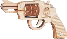 Dřevěné 3D puzzle Zbraň na gumičky Revolver Colt