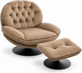 LuxuryForm DESIGN Otočné křeslo LUNA s podnožkou - latte