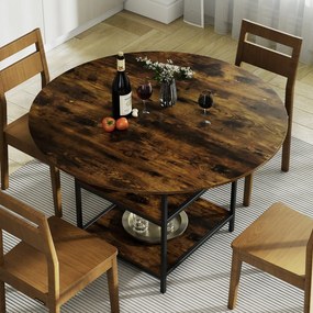 Costway 120 cm kulatý jídelní stůl pro 4-6 osoby s 2-vrstvým úložným