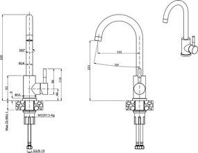 Samona stojánková dřezová baterie černý granit 10011404