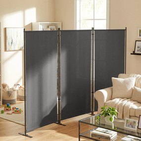 Outsunny 3dílný skládací paraván 260 x 180 cm, kovový rám, ochrana UPF 30+, do interiéru i exteriéru (zahrada, terasa), tmavě šedý