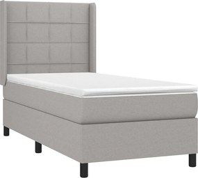Box spring postel s matrací světle šedá 90x200 cm textil 3131401
