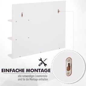 kleankin koupelnové zrcadlo nástěnné zrcadlo se 3 policemi, zrcadlová polička do koupelny, MDF bílá 60x10x48cm, moderní design pro pořádek | Aosom.de