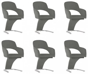 Jídelní židle 6 ks samet / chrom Dekorhome Zelená