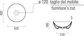 GSI GSI, PURA keramické umyvadlo na desku, průměr 42 cm, bílá lesk ExtraGlaze, 885111