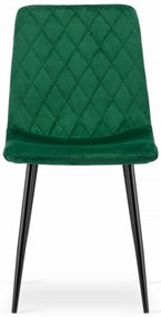Zelená sametová židle TURIN  s černými nohami