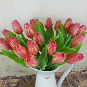 Umělé tulipány č. 25- žluto- červené