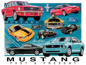 Plechová cedule Ford Mustang Chronology 32 cm x 40 cm