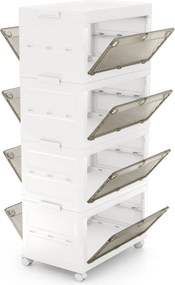 Costway Úložný box s víkem, stohovací boxy, skládací skladovací – bílý