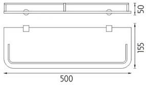 Police do koupelny skleněná s ohrádkou, matné sklo, úchyty chrom, 50 cm NIMCO BORMO BR 11091AX-50-26