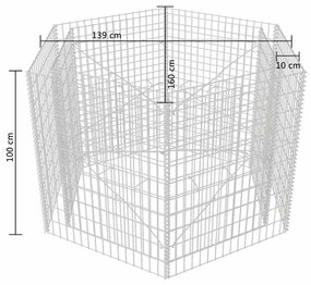 vidaXL Marketos Šestihranný gabionový vyvýšený záhon 160 x 140 x 100 cm