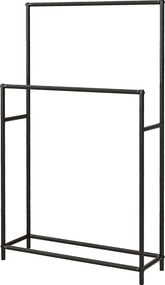 HOMCOM Věšák na ručníky, volně stojící věšák se 2 držáky na ručníky, věšák na ručníky do koupelny, kov, 66 x 20 x 110 cm, černý | Aosom