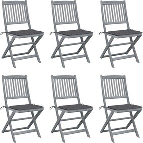 vidaXL Skládací zahradní židle s poduškami 6 ks masivní akáciové dřevo [3065446] Barva: antracitová