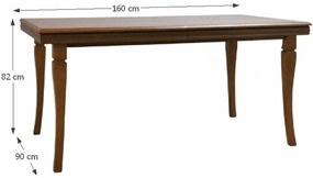 TEMPO Rozkládací jídelní stůl, samoa king, 160-203x90x82 cm, KORA ST