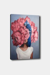 Obraz WOMAN WITH PEONY 50x70 cm růžový