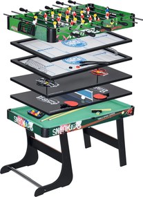 HOMCOM 6 v 1 Skládací Multiherní Stůl pro Děti od 7 Let – Stolní Hry: Kulečník, Stolní Fotbal, Ping Pong, Hoops, Air Hockey, Lední Hokej 118x104x71 cm