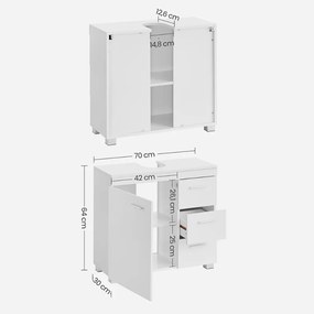 Skříňka pod umyvadlo IVY, 30x70x64 cm, bílá Vasagle