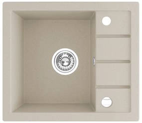 Laveo Trzynastka, 1-komorový granitový dřez 570x495x185 mm, béžová, LAV-SBP_413T
