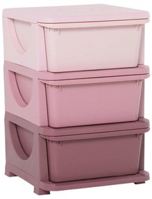 HOMCOM Dětská zásuvková skříňka (organizér) s úložnými boxy na hračky, růžová 37 x 37 x 56,5 cm