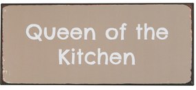 IB LAURSEN Plechová cedule Queen of the Kitchen, béžová barva, kov