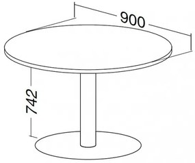 Jednací stůl ProOffice, průměr 90 cm / Buk