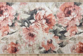 Protiskluzový běhoun LOTUS BOUQUET 52900 květiny béžový / růžový - Výprodej