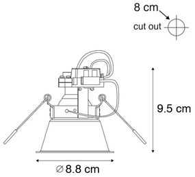 Sada 6 moderních zapuštěných bodových svítidel černá se zlatou, otočná a naklápěcí - Alloy