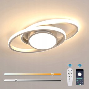 Lampa Sufitowa Led Plafon Wiszaca Srebro Nowoczesna Ściemnialna+pilot 39W