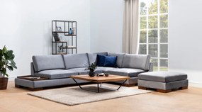 Hanah Home Rohová pohovka TULIP tmavě šedá pravý roh s pufem 560ARE1162