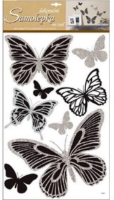 Samolepící motýlci se stříbrnými glitry