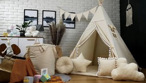 Dětský stan TEEPEE (TÝPÍ) SUPERIOR s doplňky - ECRU