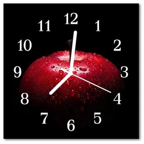 Skleněné hodiny čtvercové jablko 30x30 cm