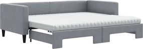 Válenda s přistýlkou a matracemi světle šedá 90 x 190 cm textil 3196606