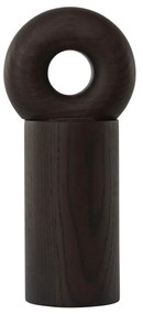 OYOY Dřevěný mlýnek s keramickým strojkem Hoop Mill Dark, hnědá barva, dřevo, keramika