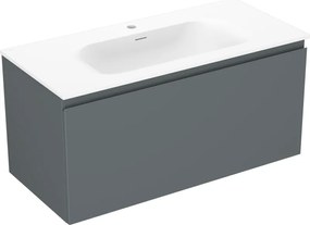 Mexen Orio, koupelnová skříňka 100 cm s umyvadlem Vela, 1 zásuvka, grafitová matná/bílá matná, 91A10-10047-1-BF66-W23M01