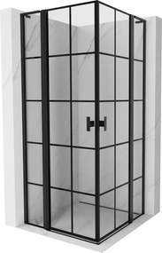 Mexen, Mexen Mist L Duo výklopný sprchový kout 100 x 100 cm, černá mřížka - 8A4L-100L-100P-70-77