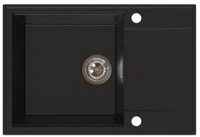 Sink Quality Sink55, kuchyňský granitový dřez 680x460x215 mm, černá se zlatými body, SKQ-SINK.L.1KDO