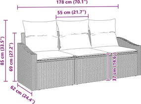 Set pohovek 3 ks Hnědá polyratan 3346584